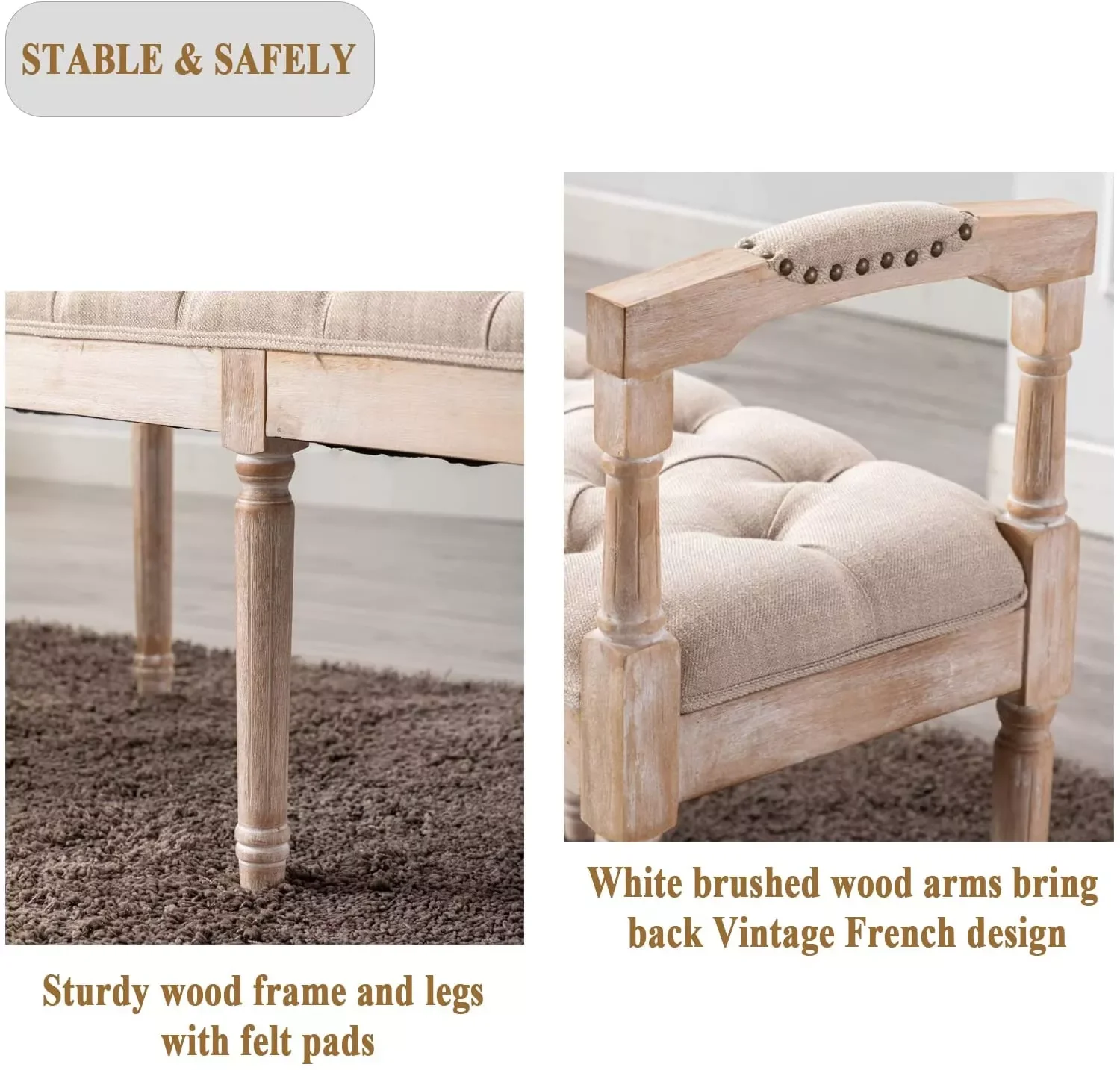 Tosee French Provincial Furniture Rubber Wood Frame With Antique Finish ...