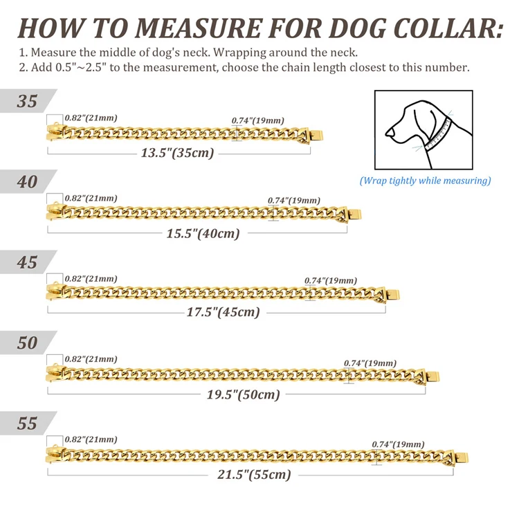 Joyfamily Gold Chain Petstar Dog Collar Hardware Heavy Duty Stainless ...