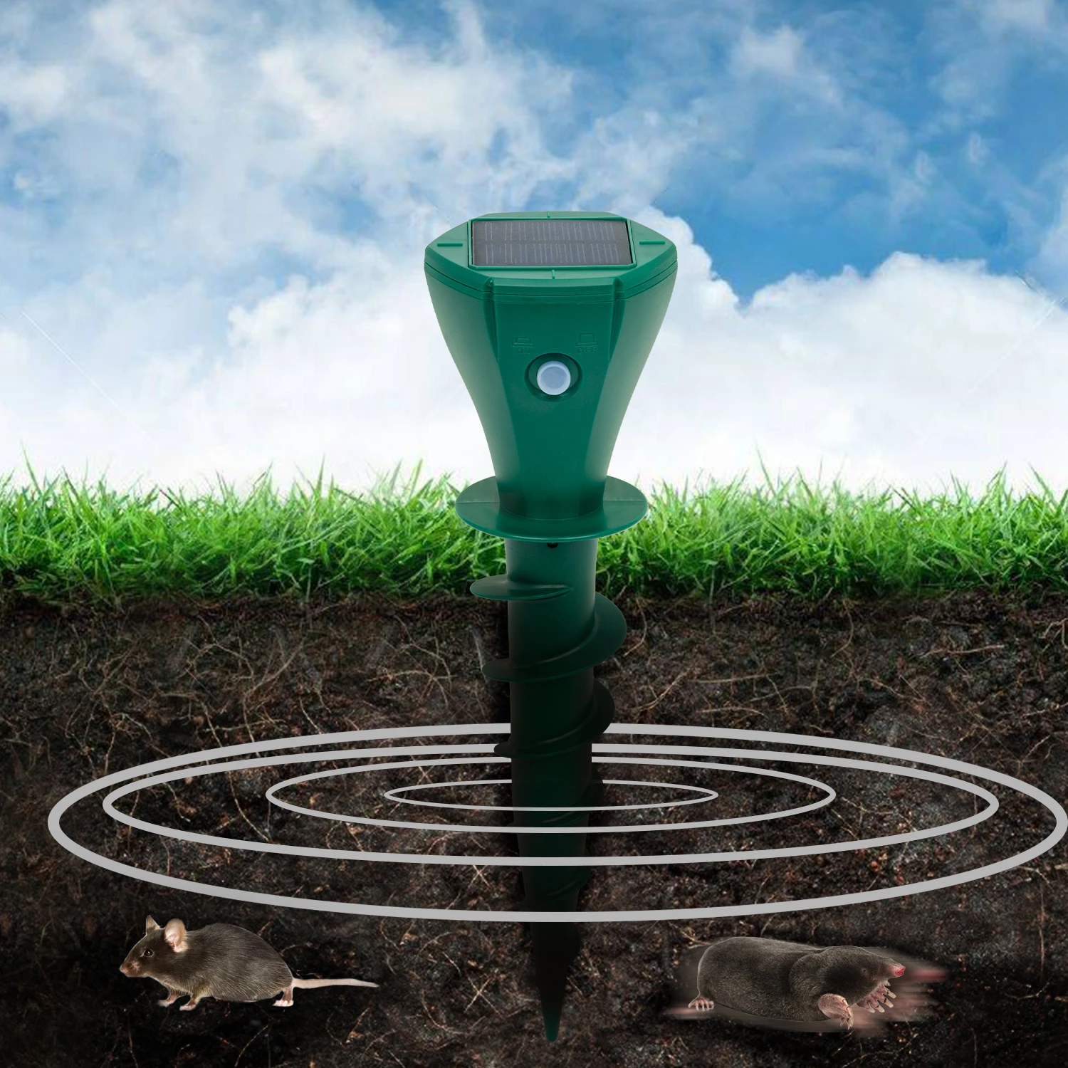Solar Powered Snake Vibration Mole Repeller - USA STOCK AR08M