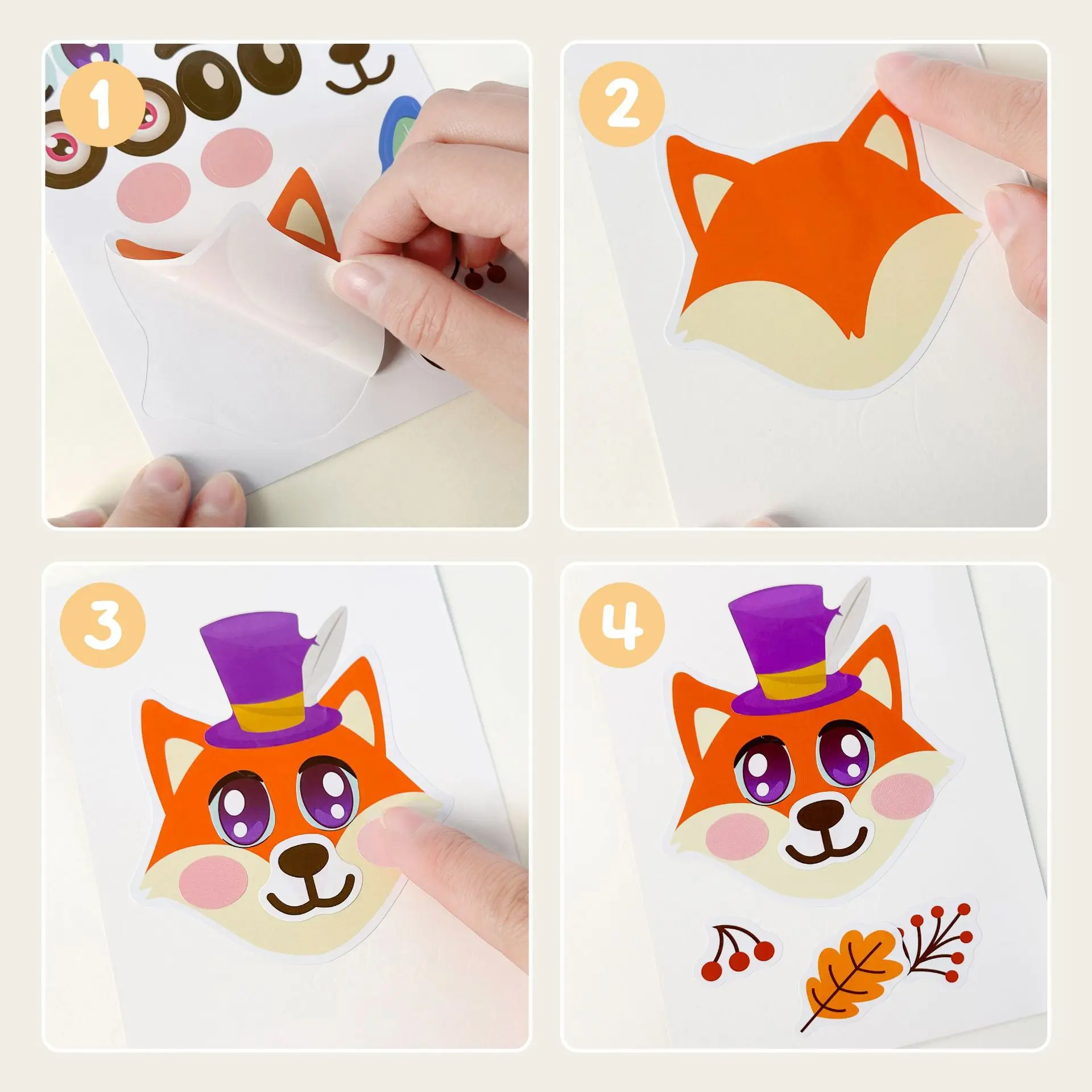 Make-a-face Sticker Sheets Set Make Your Own Animal Mix and Match ...