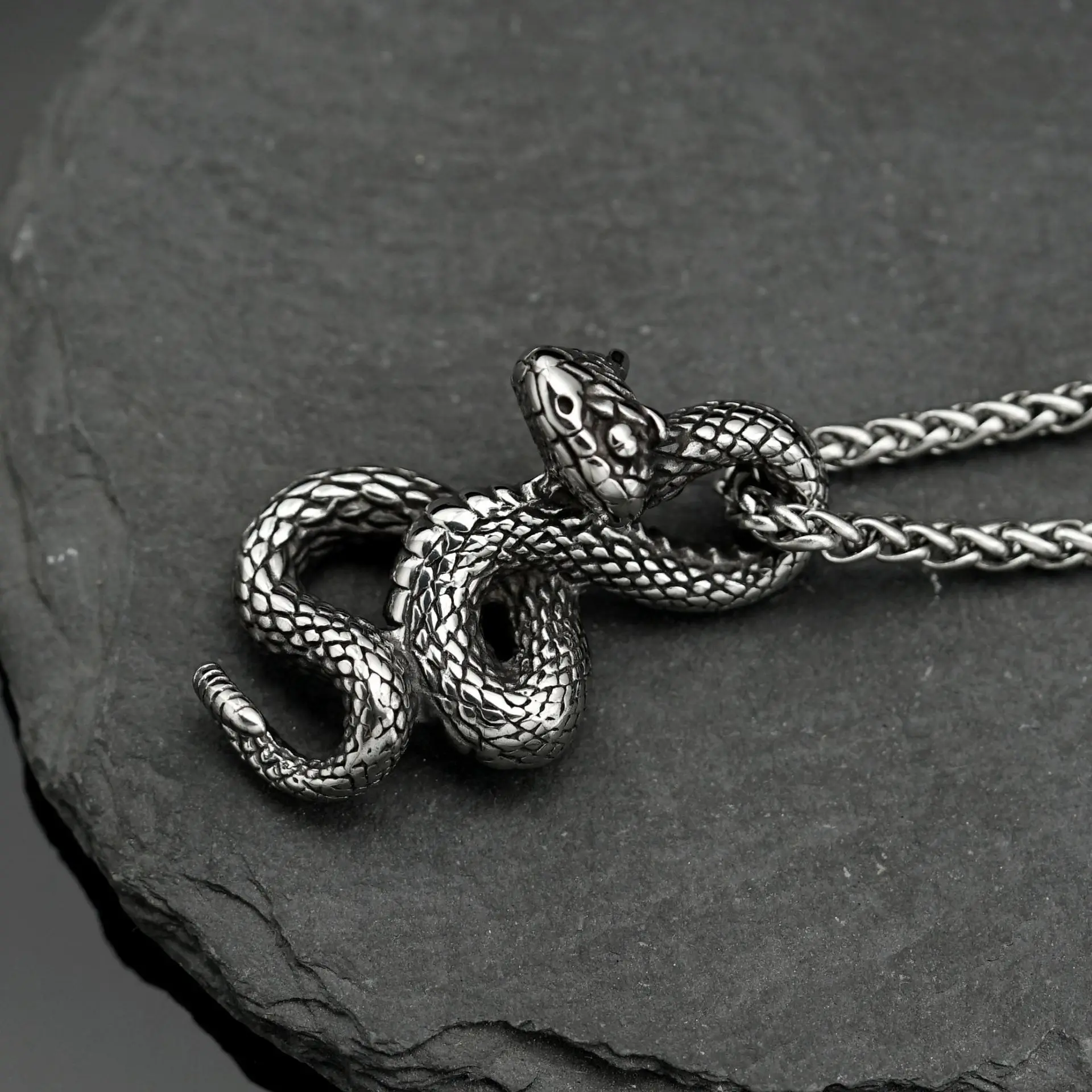 Animal Fashion Jewelry Male Pendant Snake Skull Titanium Steel Animal ...