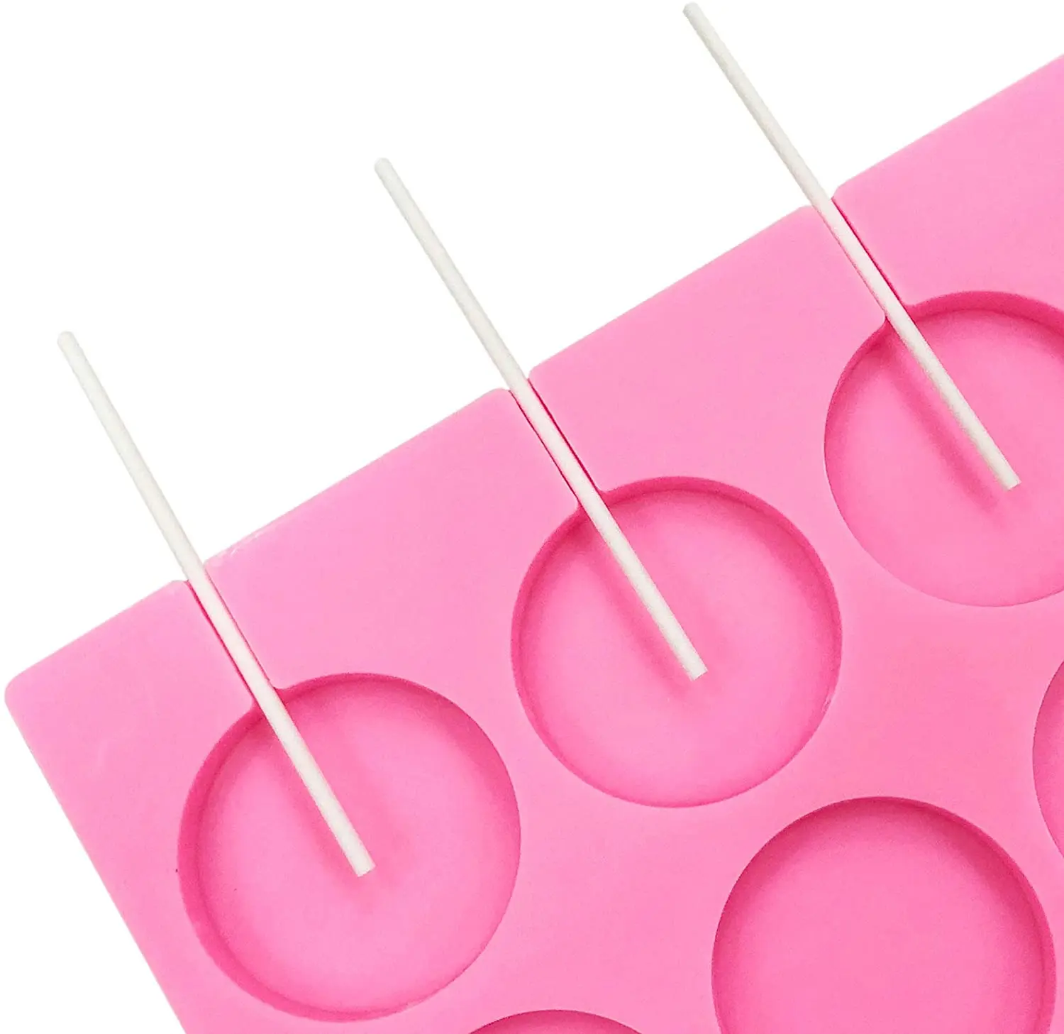 2x4capacity Round Chocolate Hard Candy Silicone Lollipop Molds With ...