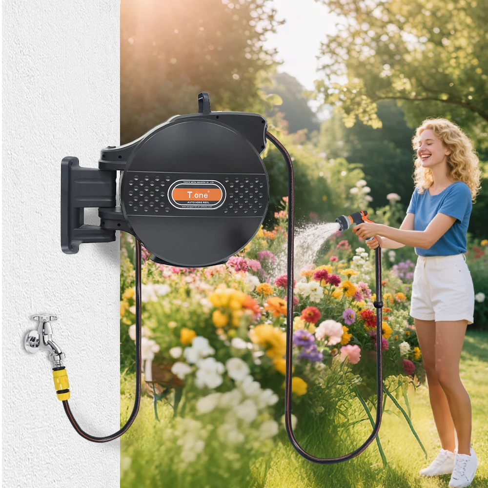 Garden Hose Reel Flexible Adjustable Mountable Durable Automatic for ...