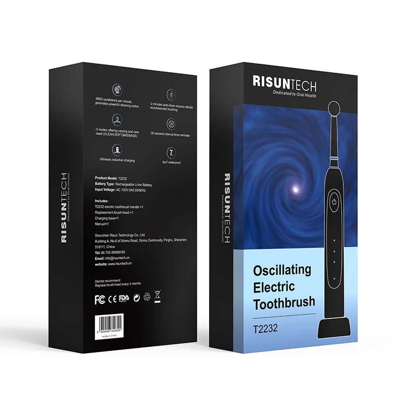 Oral Dental B Cleaning 360 Rotating Round Head Spin Sonic Electric ...