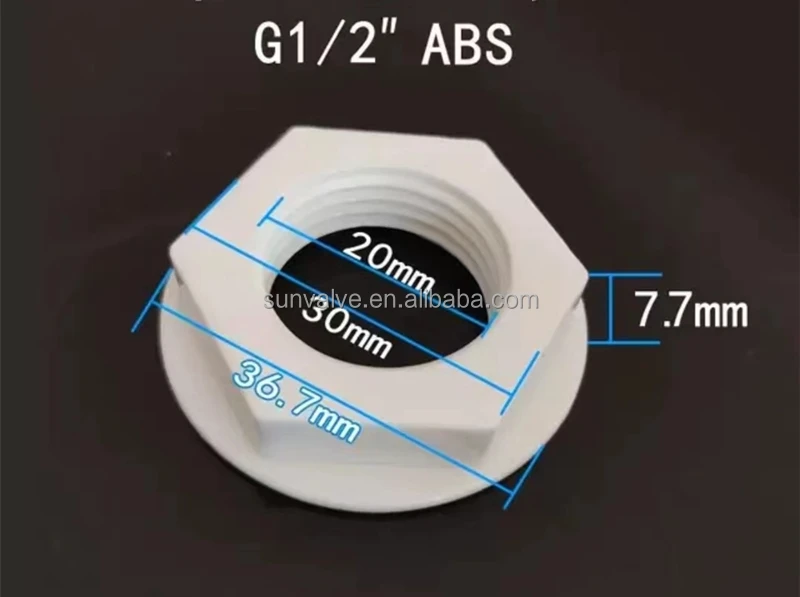 ABS Plastic Hex Flange Nuts - Durable BSP Thread Locknuts