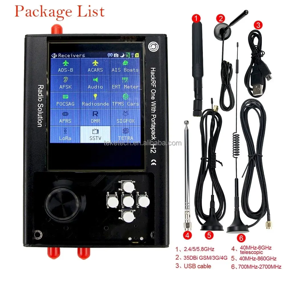 Hackrf One Sdr和新的portapack H2软件定义无线电1mhz 6ghz组装天线内置可充电电池 Buy Srd收音机