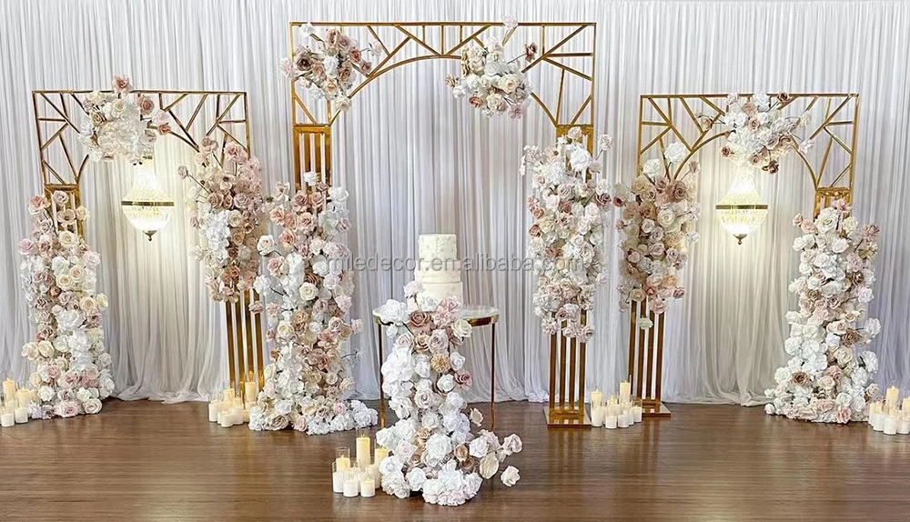 Luxury Giant Stage Metal Golden Stainless Steel Wedding Backdrop Gold ...
