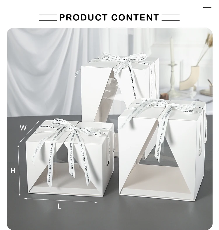 Custom Birthday Wedding Transparent Inverted Triangle Cake Box