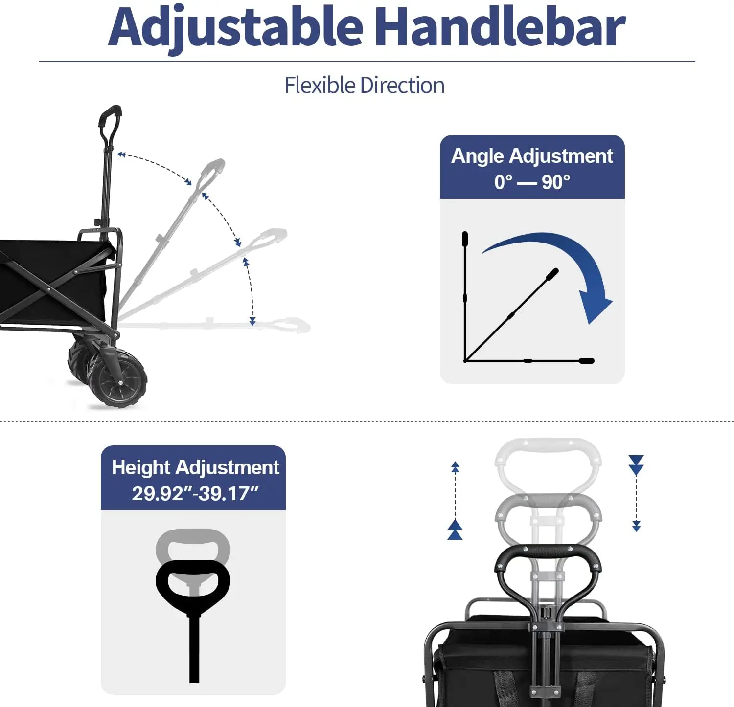 Adjustable Heavy Duty Collapsible Folding Utility Car Wagon Outdoor ...