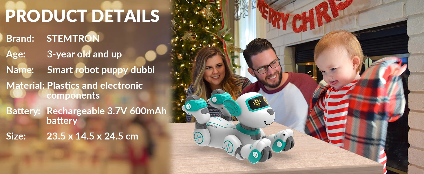 AI Programmable Interactive Toy Robot Dog with Sound - Blue