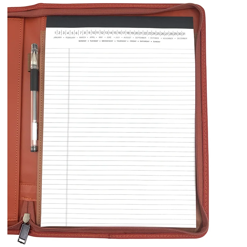 Modernqiu A4 Custom PU Leather Compendium Portfolio File Folder