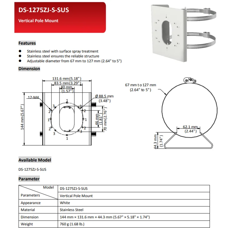 HIK DS-1275ZJ-S-SUS - Advanced Night Vision & Security Camera