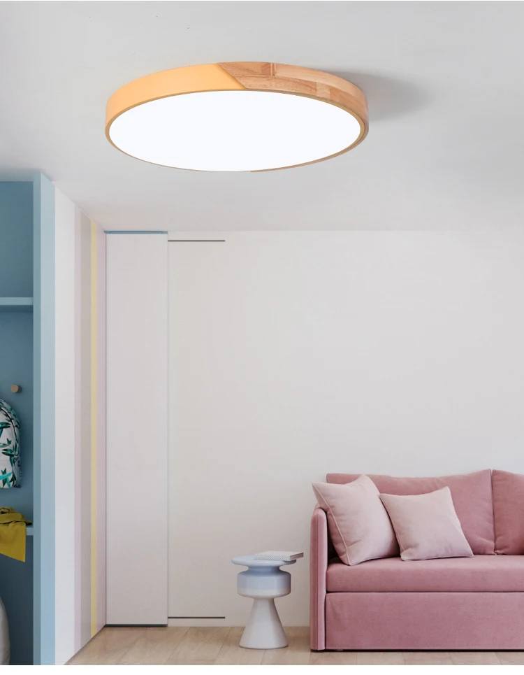 Modern Minimalist Round Shaped Wood Ceiling Lighting Fancy Lights For ...