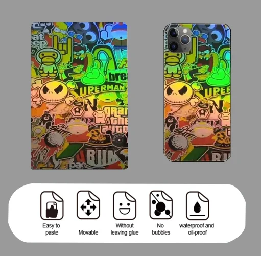 High Quality PVC 3D Glare Color Mobile Skin Back Cover Stickers Back ...