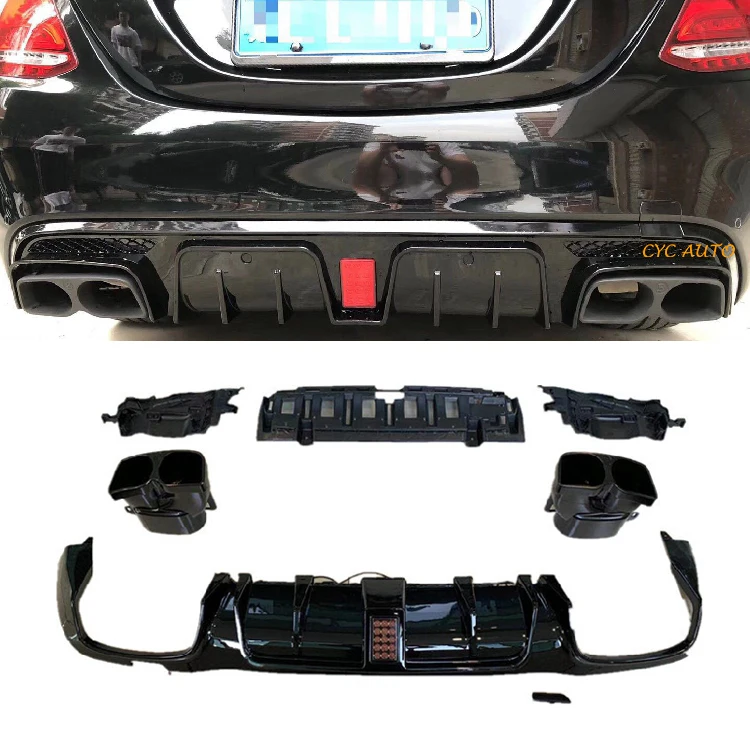 W205 Modified Rear Diffuser For Mercedes Benz C Class W205 Upgrade ...
