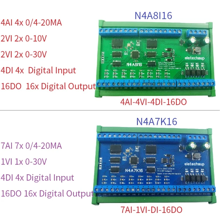 16do 4di 8ai Rs485 Modbus Rtu Analog Digital 4 20ma 0 10v Current Voltage Collector Module Plc