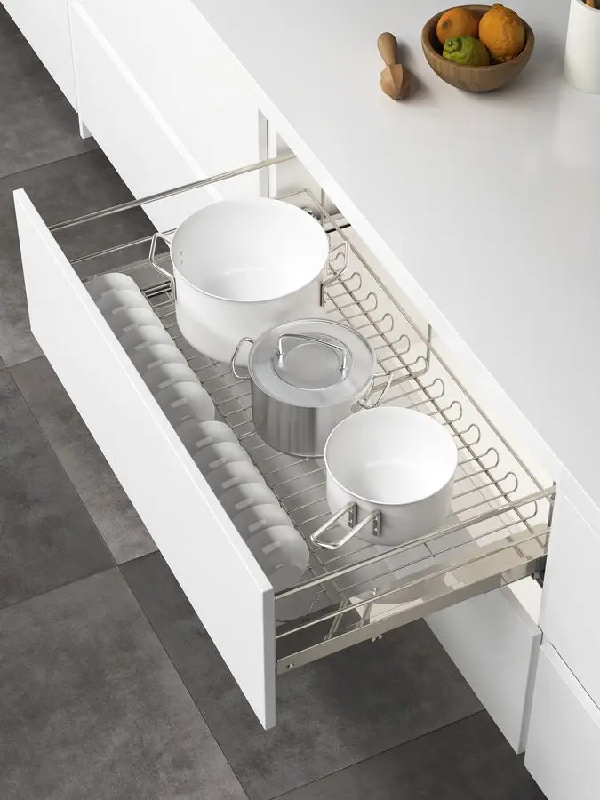 Modern Round Wire Basket Slider With Soft Closing Telescopic Dish And ...