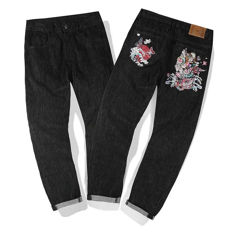 Custom Design Hot Sale Chinese Style Black Jeans Pattern Customization ...
