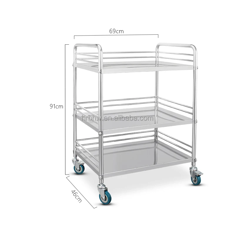 Double Layer Stainless Steel Medical Trolley For Instruments With ...
