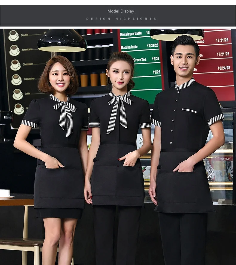 Coffee Shop Formal Uniforms Black T Shirt Waitress Design Restaurant ...