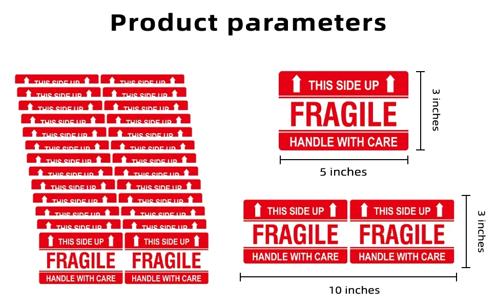 3x5 Inches Fragile Stickers 100 Pcs Handle With Care Warning Moving ...