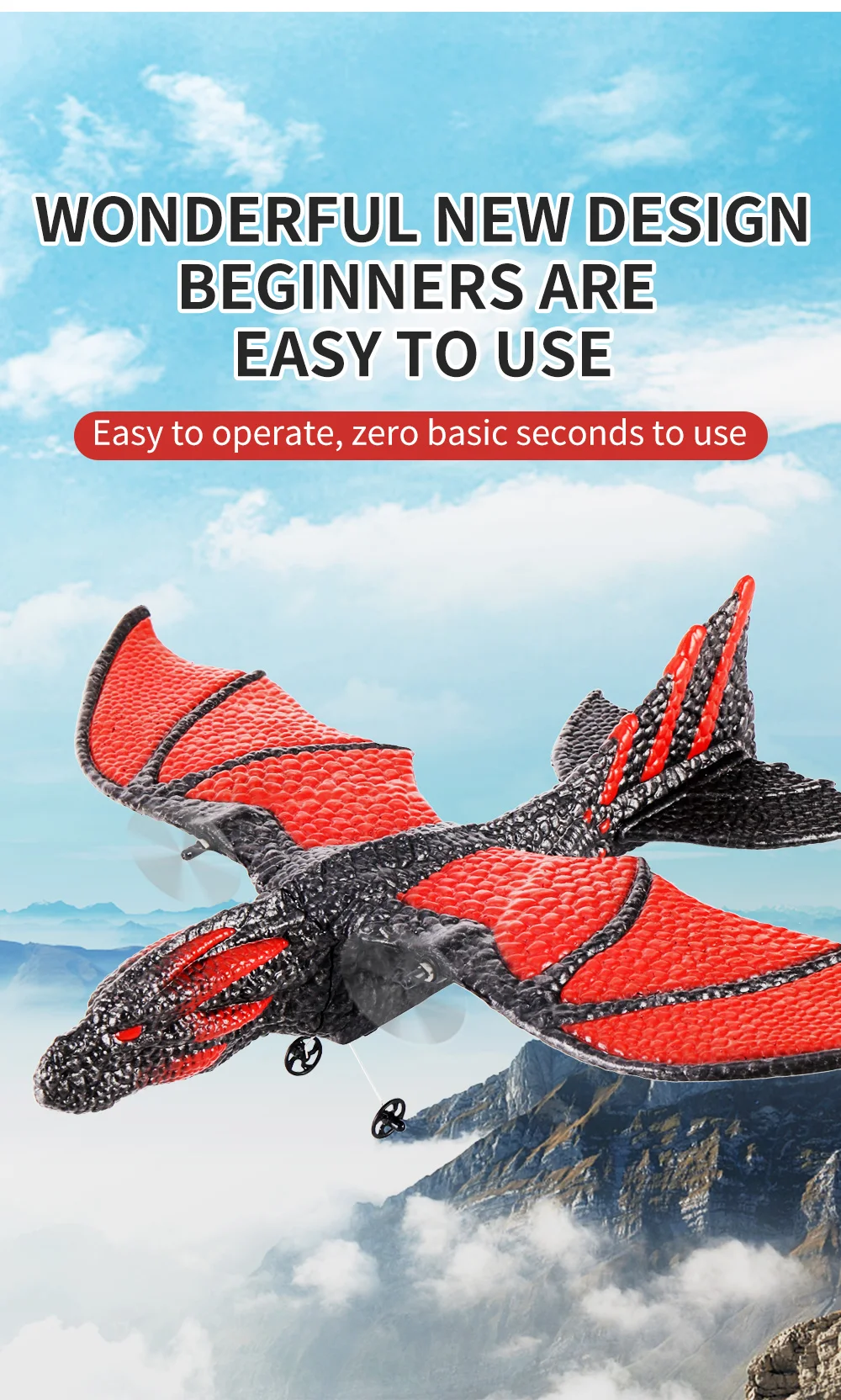 DWI Dowellin EPP 2CH RC Flying Dragon Stunt Flying Aircraft RC Dinosaur ...