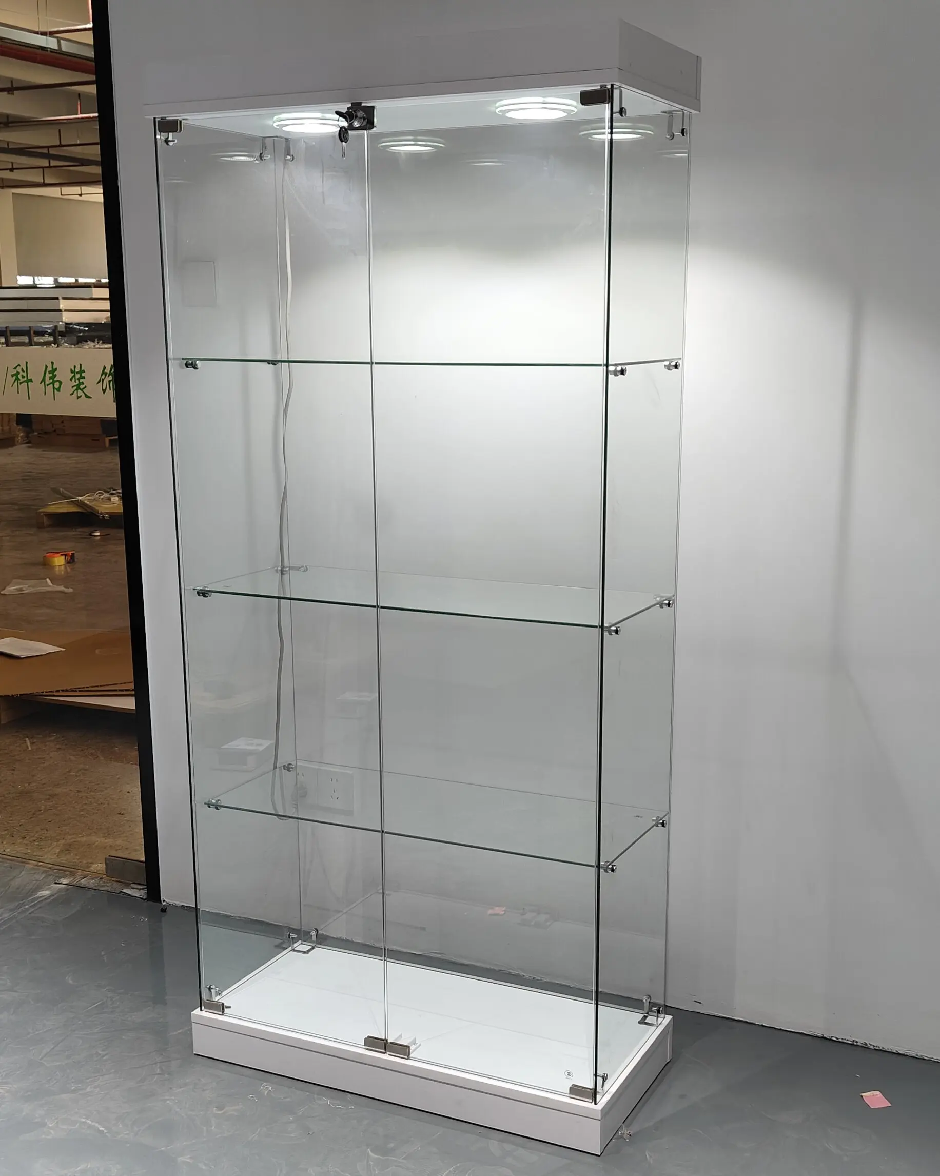 Custom White LED Light Glass Display Showcase for Shopping