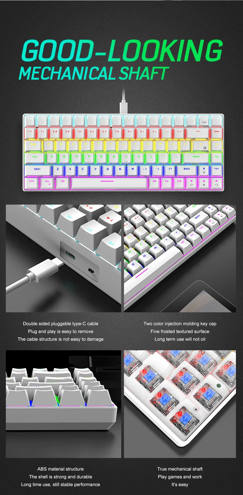 K84 Hot-swappable Wired Mechanical Keyboard Magic Color Backlit 84 Key ...
