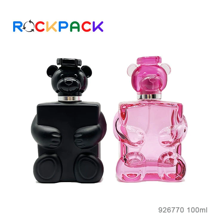 100ml Bear Shape Black Color Pink Glass Perfume Bottles