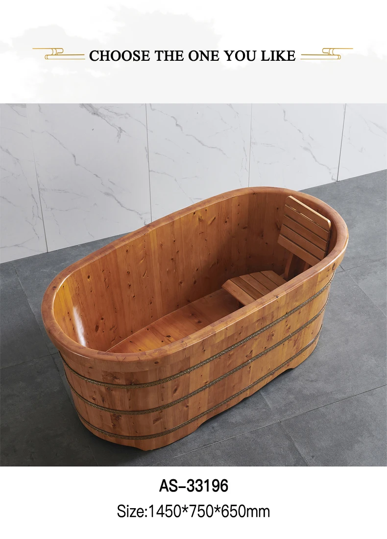 Wooden Barrel Bathtub Bath Tubs Soak Wood Solid Japanese Style Outdoor ...