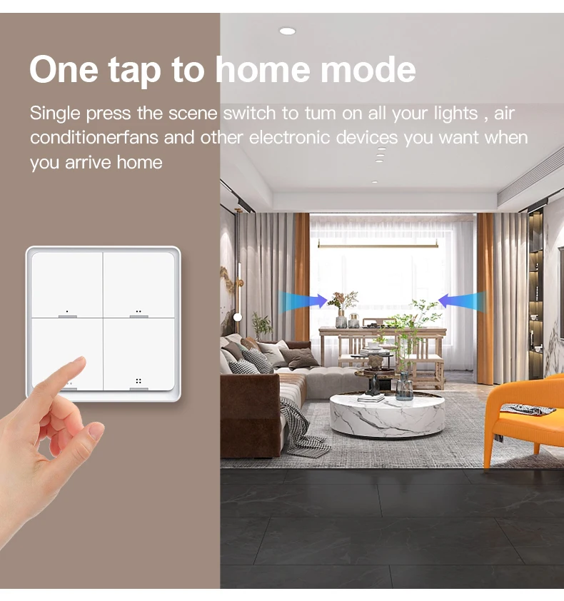 Tuya ZigBee Wireless Remote Control Light Switch 4-Gang Smart Scene ...