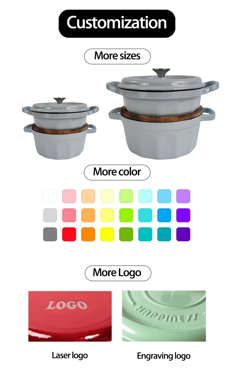 Enamel Soup Non-stick Pot Household Enamel Coating Cast Iron Thickened ...