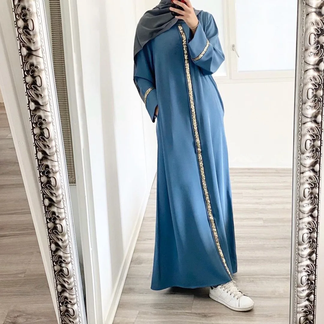 Muslim Robe 2022 Malaysian Muslim Women's Cardigan Robe Spliced Sequin ...