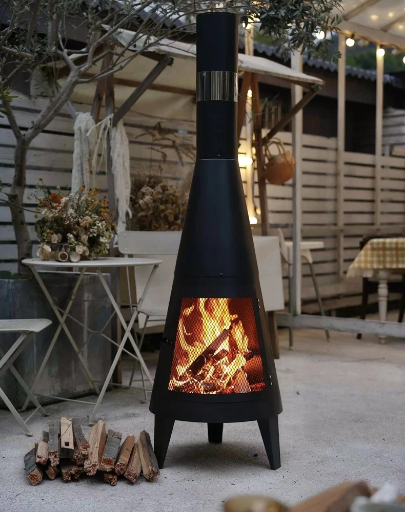 Indoor Black Mexican Chiminea Outdoor Fire Pit Garden Clay Ceramic ...
