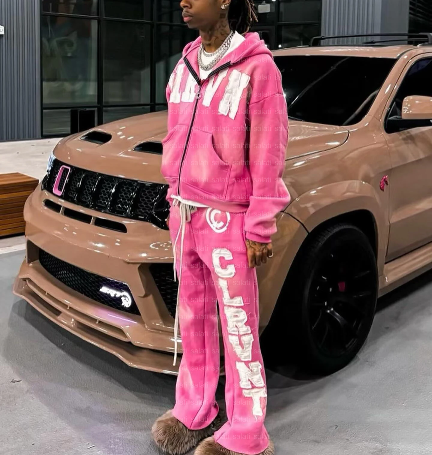 Custom Men Flare Sweatpants And Hoodie Set Embroidery Acid Wash ...