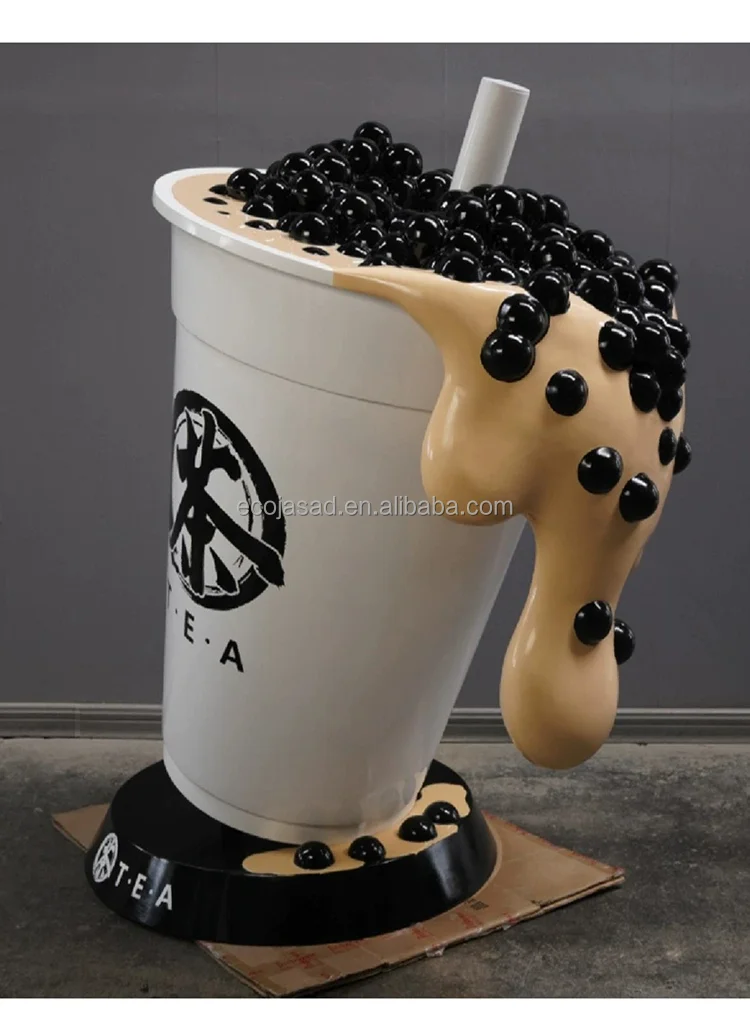 Fiberglass Giant Cup Statue Resin Boba Tea Cup Sculpture for Shop ...