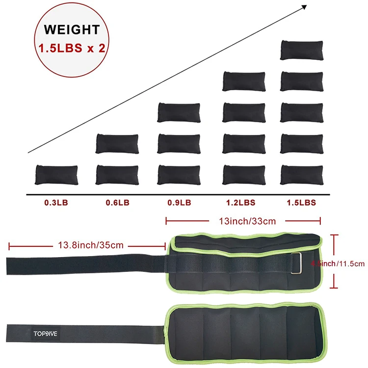 Removable Waterproof Adjustable Weighted Ankle Strap 8lb Neoprene Iron ...