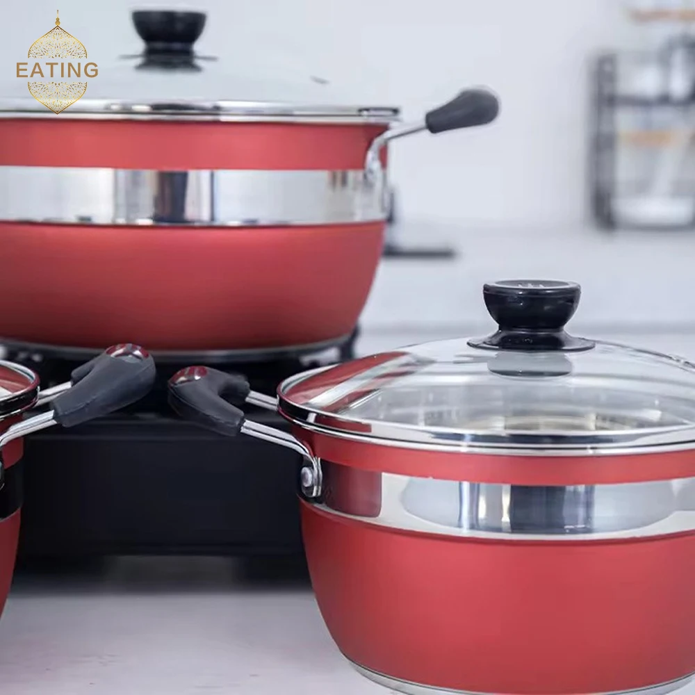 Household Stainless Steel Colorful Cookware 6-piece Set (18/20/22cm ...