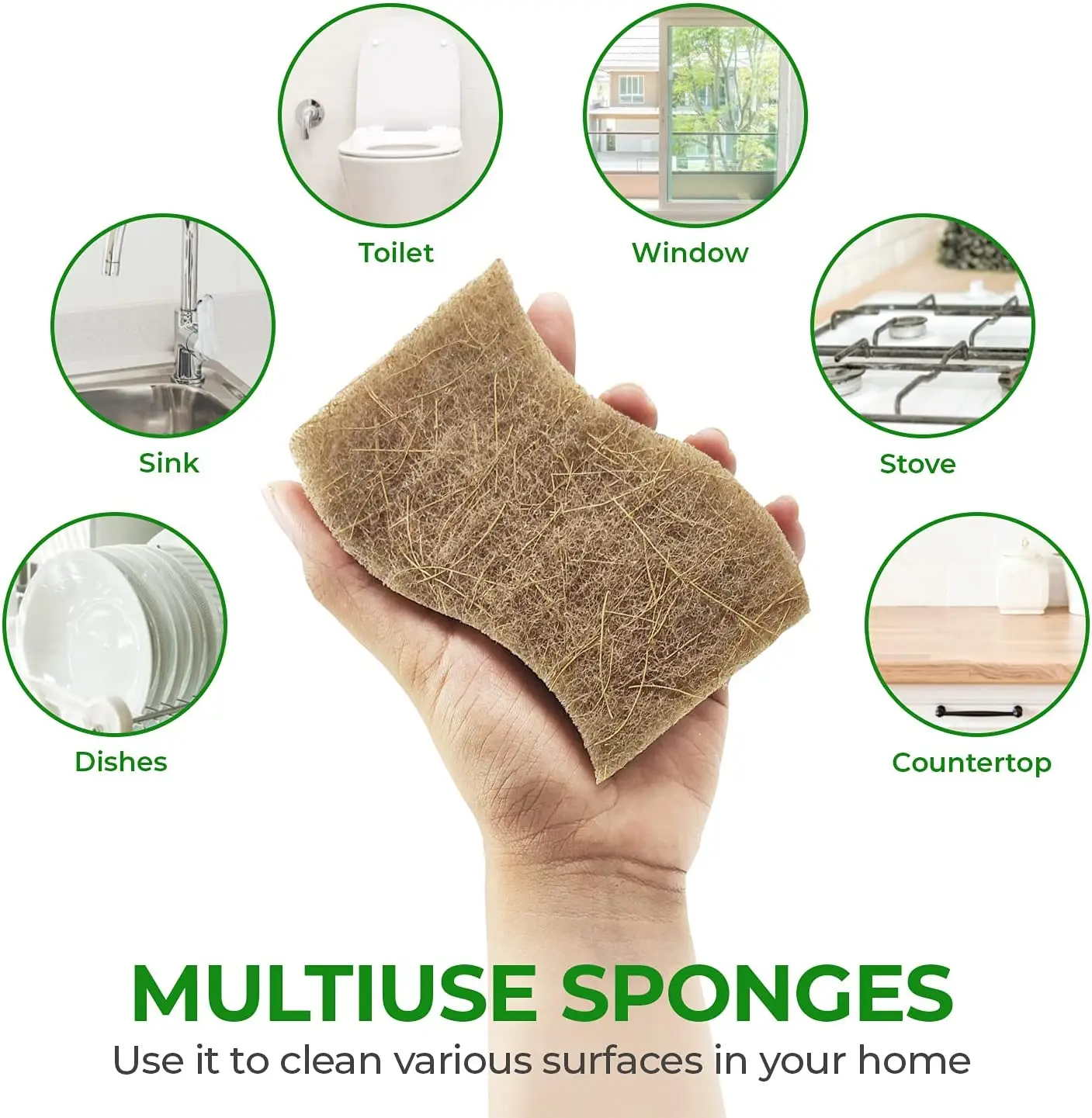 Biodegradable Natural Kitchen Sponges - Eco-friendly