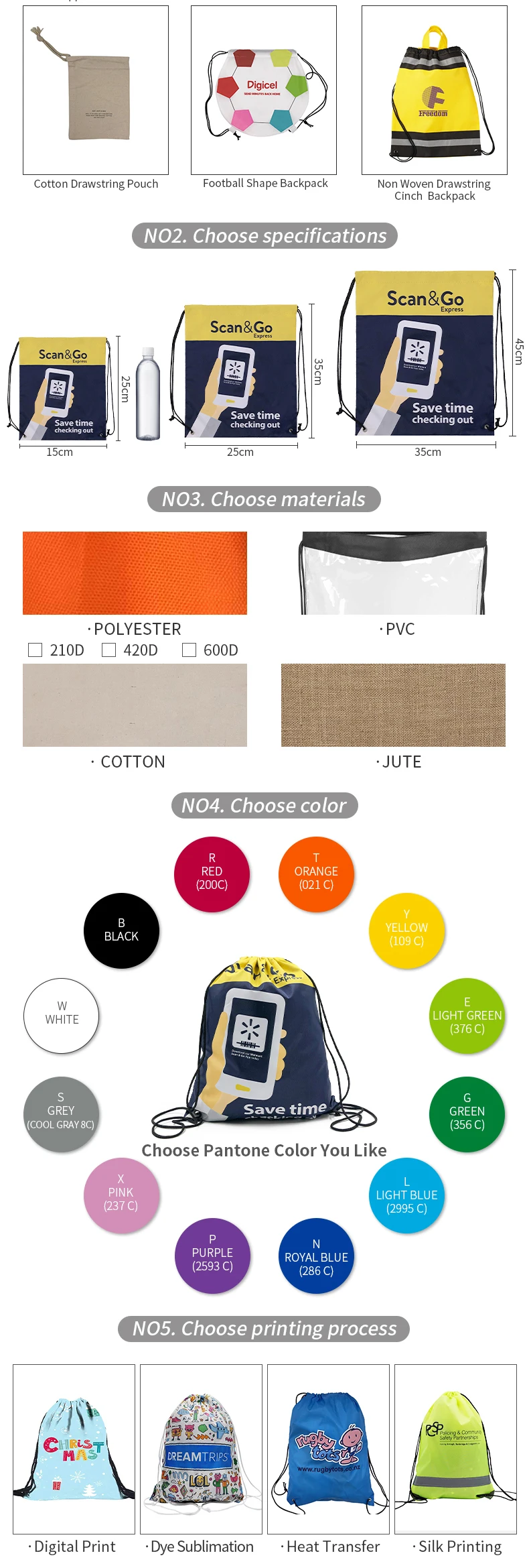 Polyester Waterproof Small Satin Drawstring Bag Custom Printed