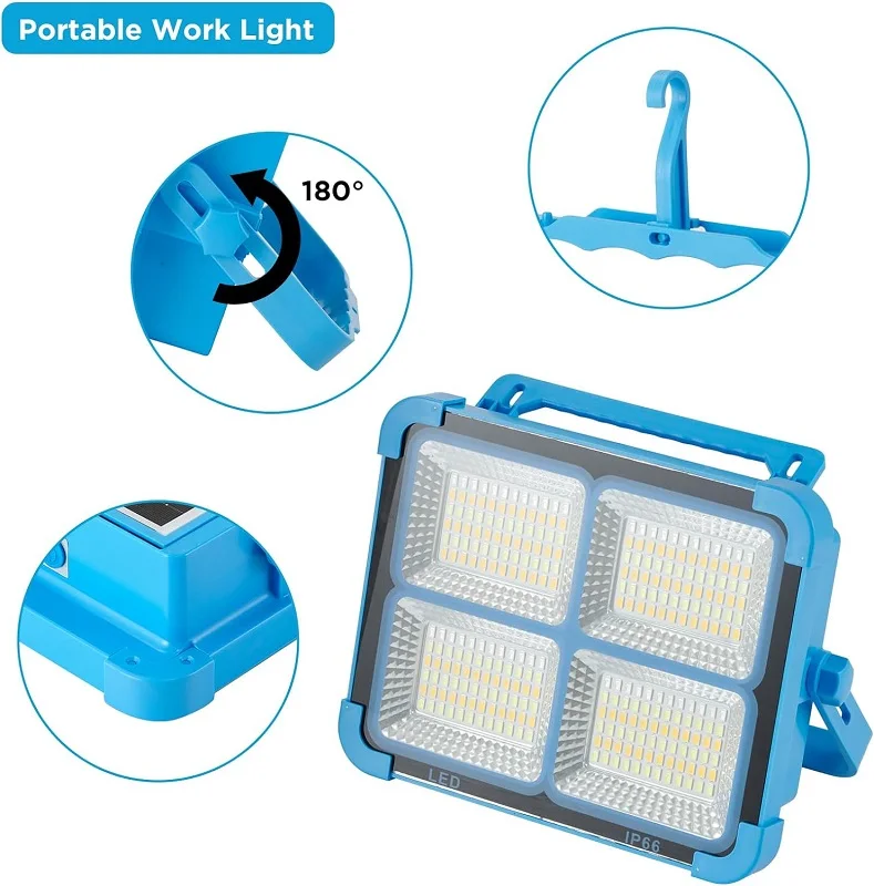 Rechargeable Worklight 50w 100w 200w Led Solar Work Light With 5 Light ...