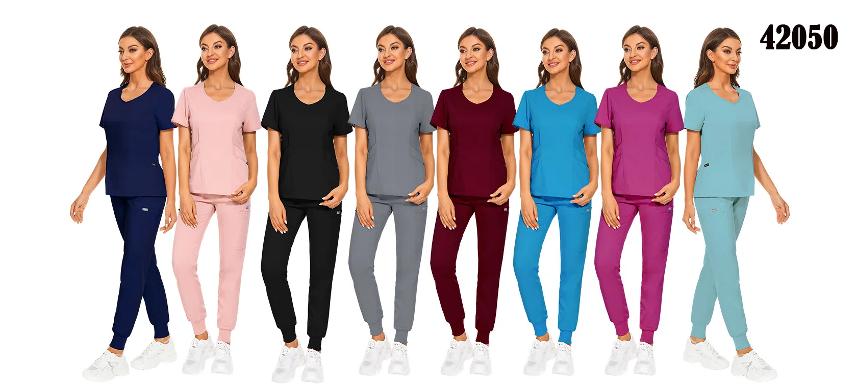 Short Sleeve Mandarin-neck Polyester Rayon Spandex Trs Pink Doctor ...