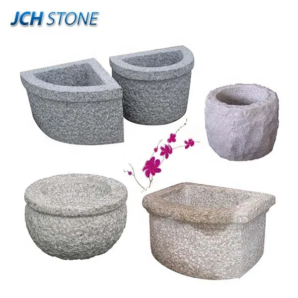 Wholesale Round Natural Stone Planters - Granite Flower Pots