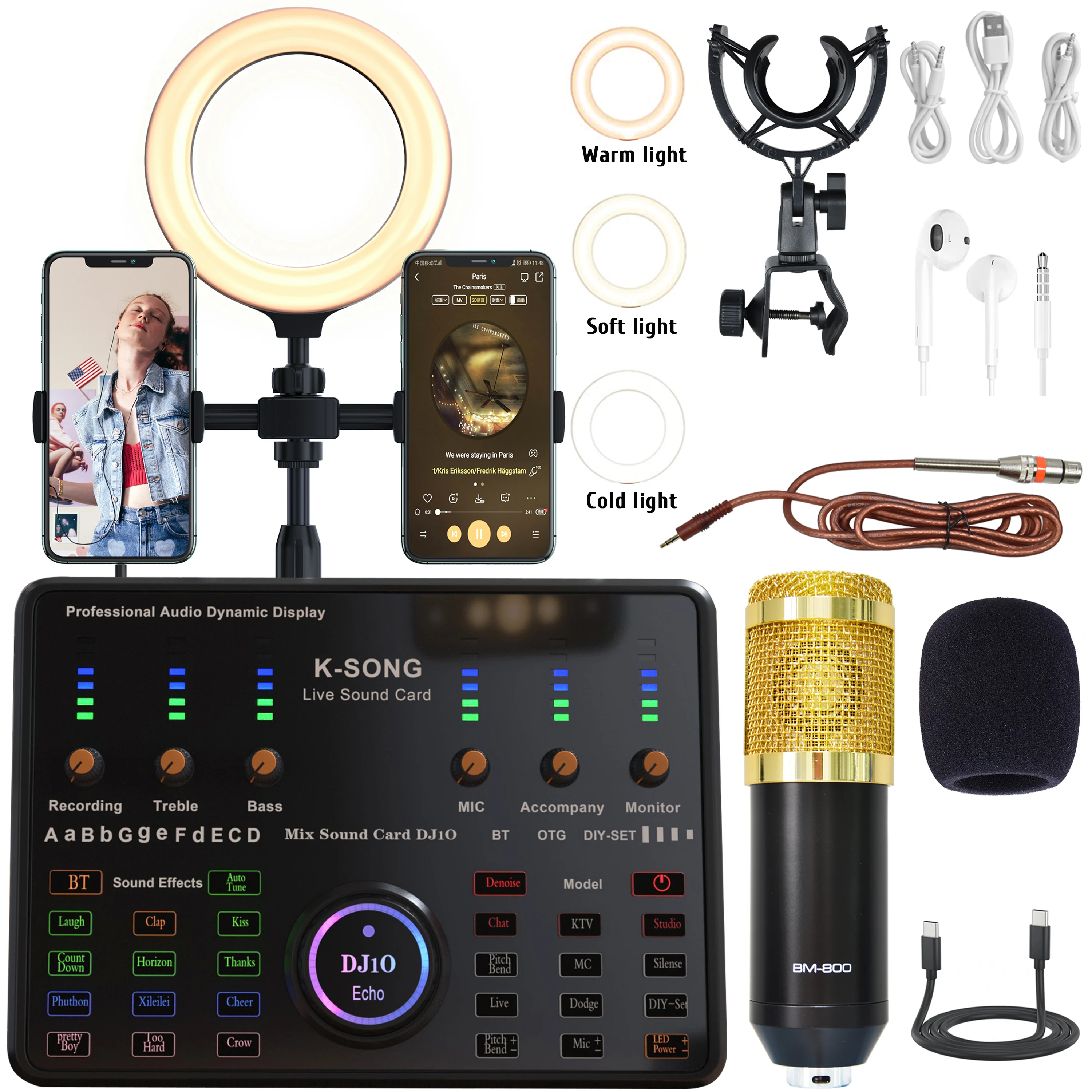 Professional BM800 BM900 DJ10 Multi-Function Condenser Microphone ...