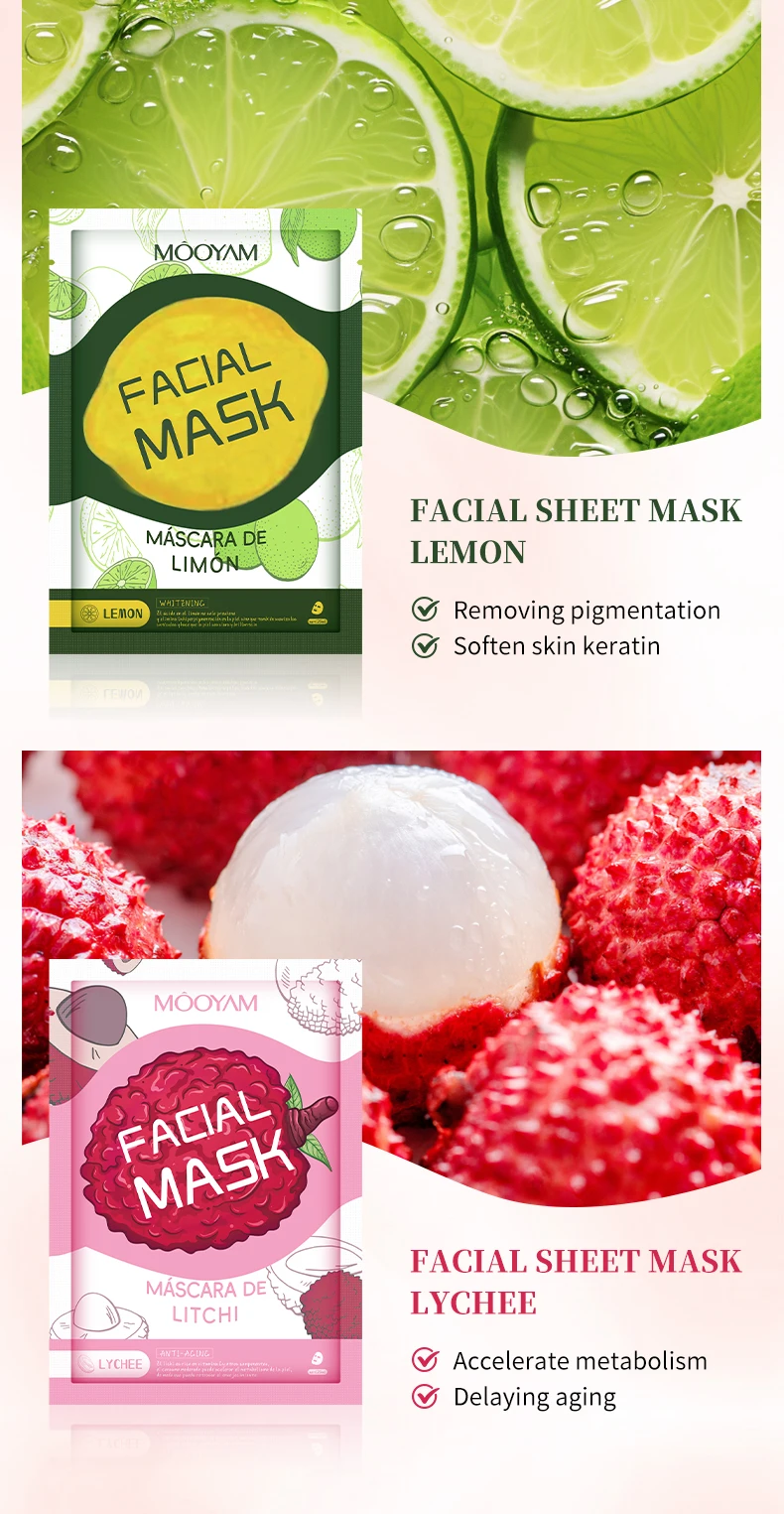 Private Label 10 Types Fruit Face Mask - Moisturizing & Brightening