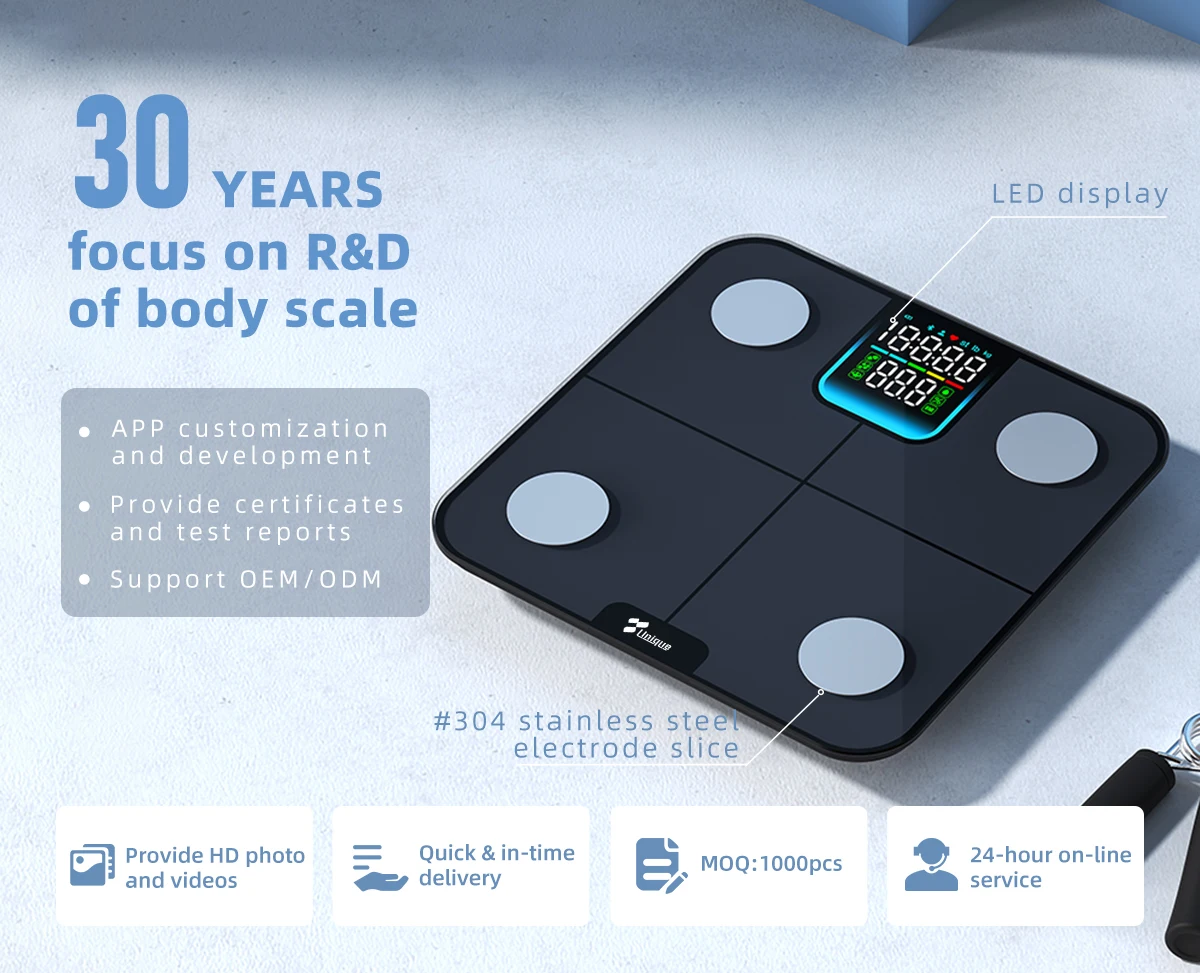 UNIQUE Automatic Bioimpedance Weighing Scale Heart Rate Monitoring ...