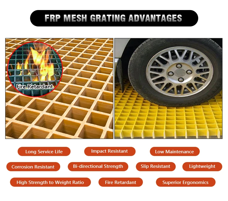 FRP Glass Fiber Reinforced Plastics Grating Load Capacity 5 Ton Steel ...