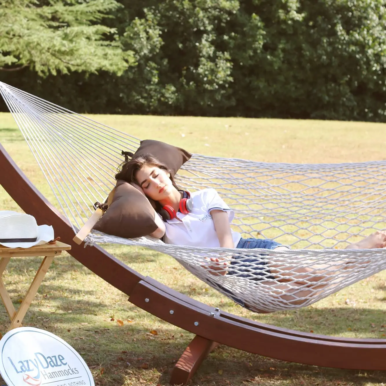 Danlong Mesh Hammock Cotton Rope Spreader Hammock With Pillow For Yard ...