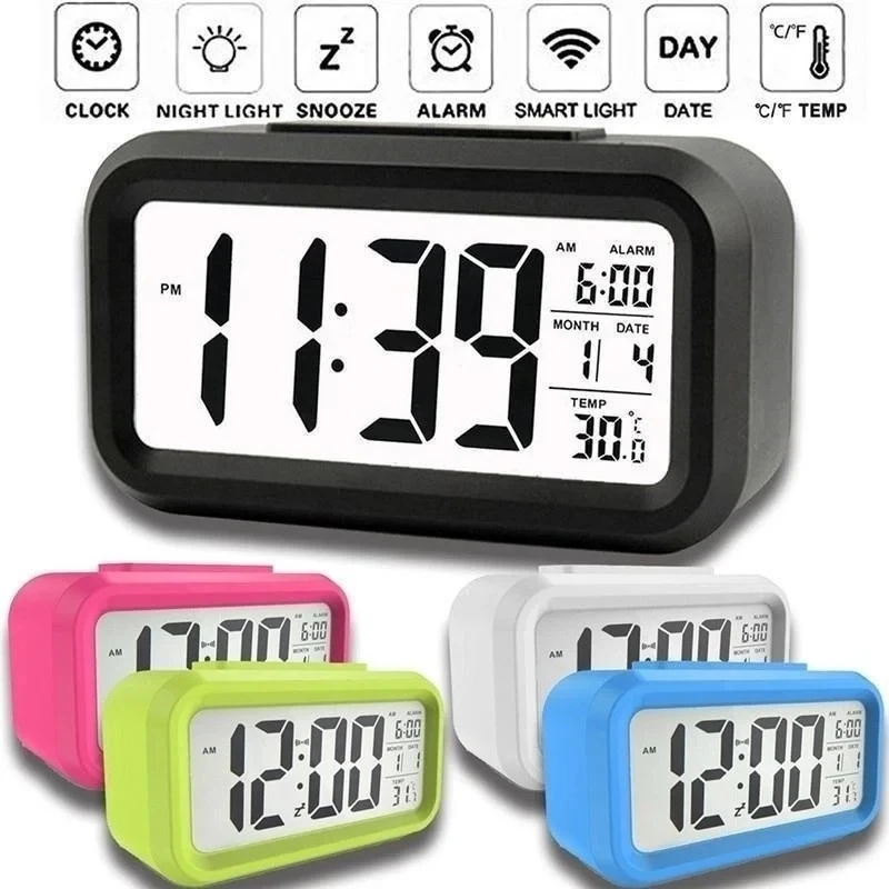Mini Digital Alarm Clock with Backlight, Snooze & Temperature Display ...