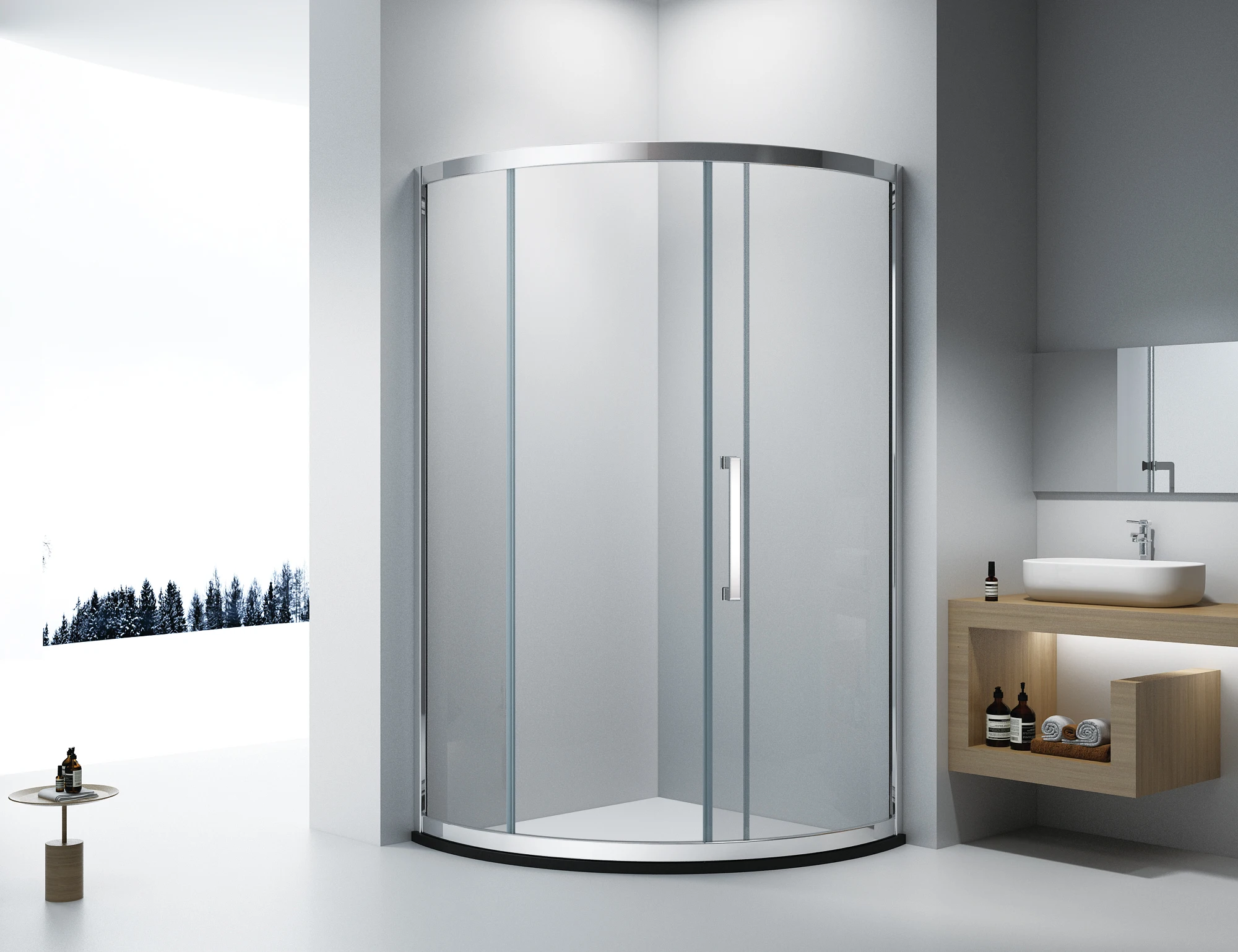 Hotel Bathroom Aluminium Profiles Sliding Shower Room Corner Round ...